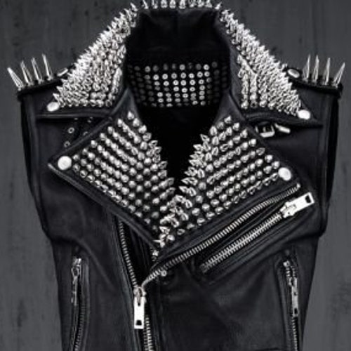 Men Silver Black Studded Belted Leather Vest Men Silver Spike | Etsy