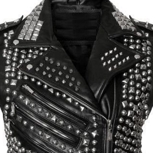 Women Leather Studded Vest Handmade Woman Studded Leather - Etsy