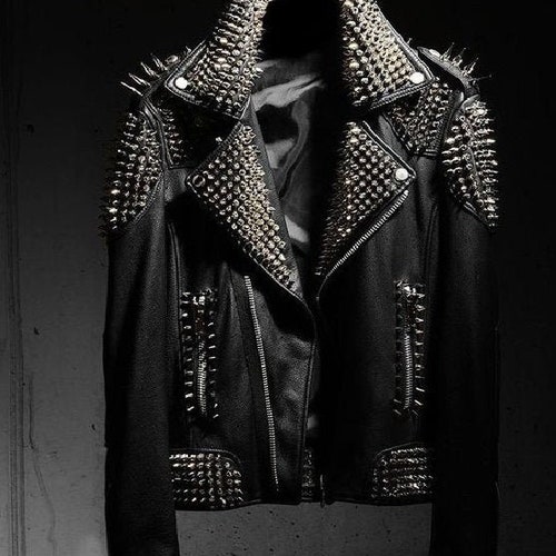 Men's Spiked Punk Jacket Shoulder Epaulets Jacket - Etsy
