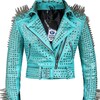 Men's Studded Leather Jacket Steampunk Orange Spiked Gothic Rocker ...