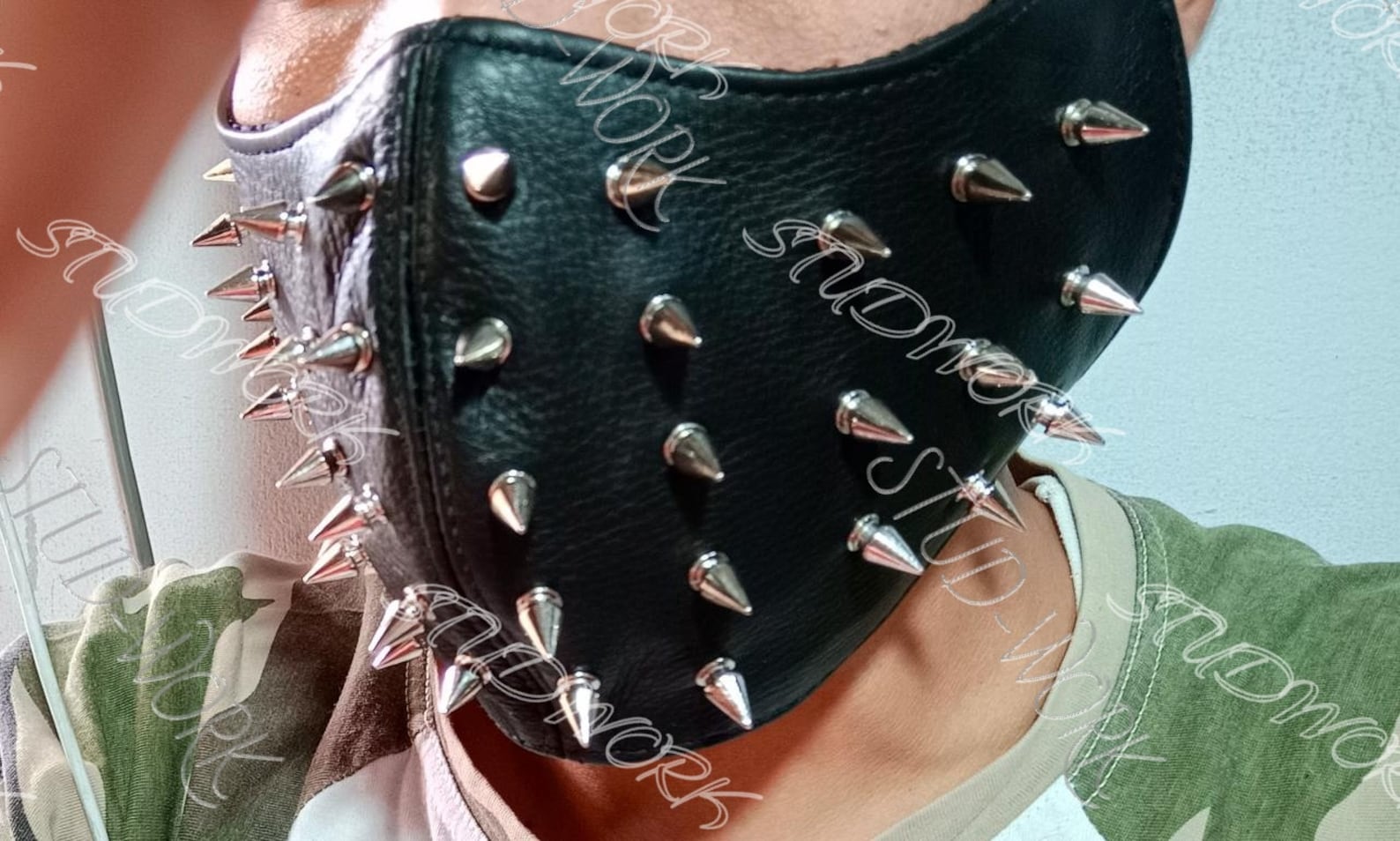 Unixes Heavy Spiked Silver Leather Face Mask Tree Spike - Etsy