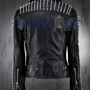 Studded Button Jacket, Silver Spike Shoulders Jacket, Spiked Collar ...