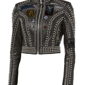 Party Wear Women Jacket Gothic, Steampunk Round Studs, Leather Fashion ...