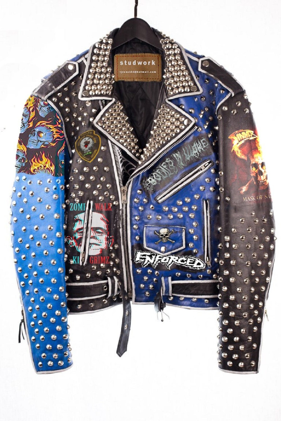 Steampunk Spiked Gothic Fashion Men's Wear, Personalized Zombie Walk Leather Jacket, Vampires ...