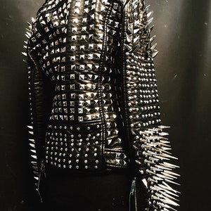 Made to Order Hell Raiser Leather Full Metal Studded Spiked Black Biker ...