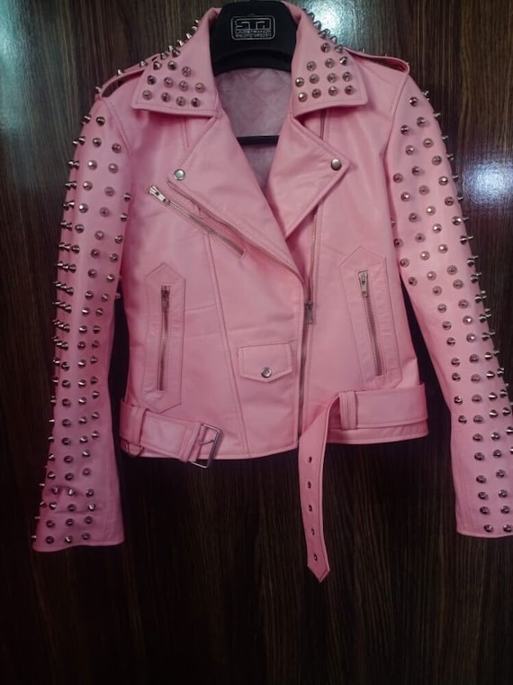 Pink Spiked Shoulder Jacket