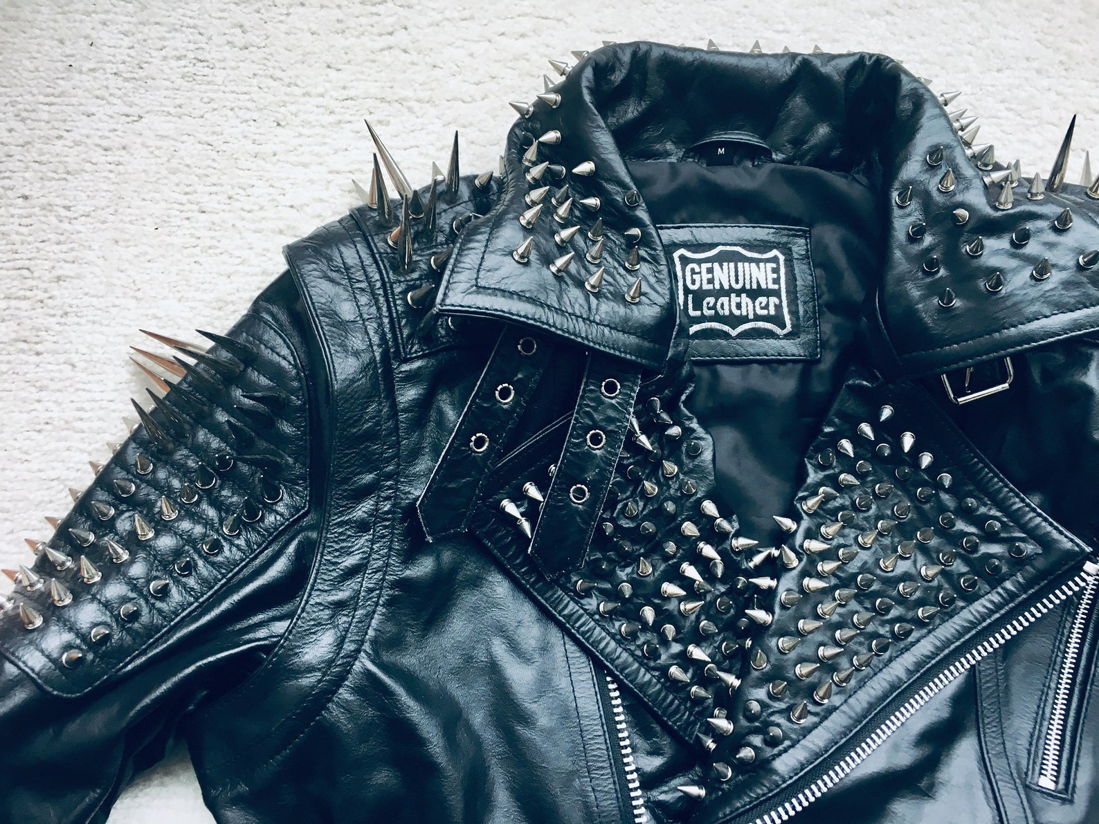 HANDMADE Long Spiked Studded Leather Jacket and Vest Two in | Etsy