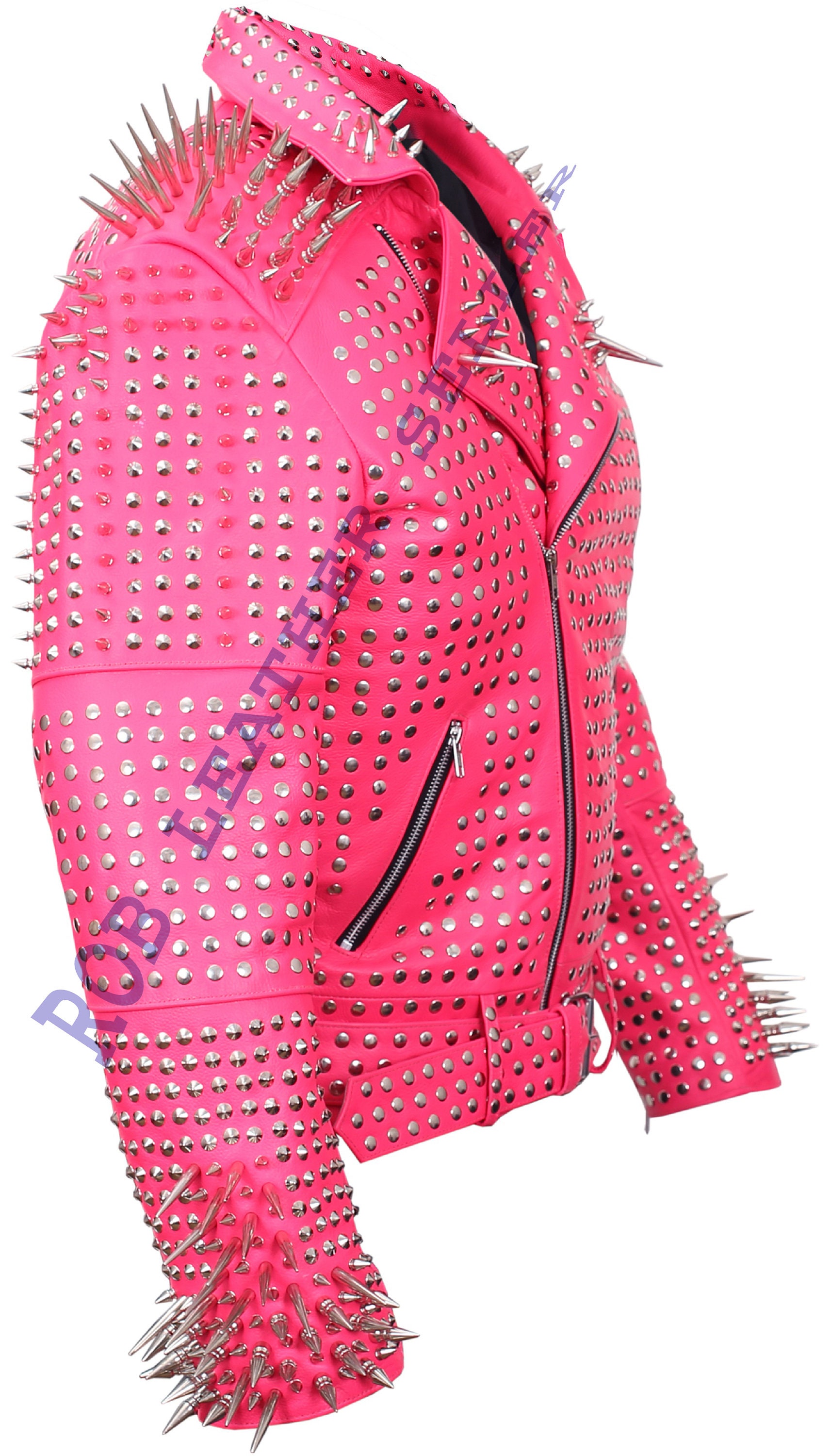 Pink Spiked Shoulder Jacket