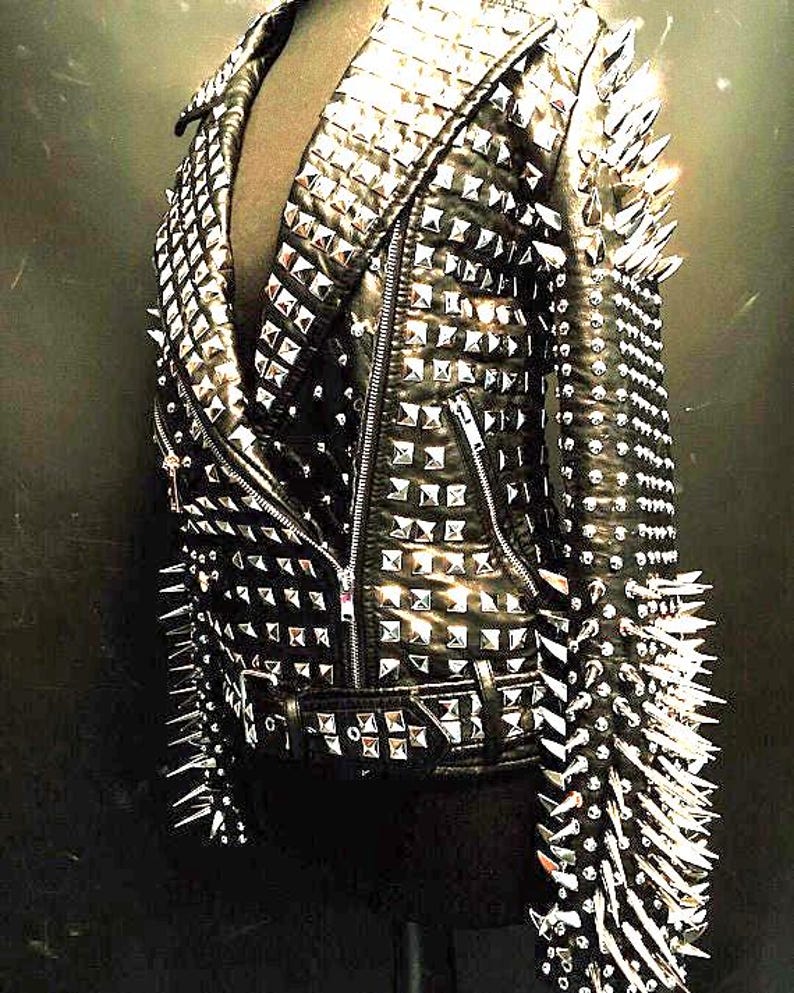 Made to Order Hell Raiser Leather Full Metal Studded Spiked Black Biker ...