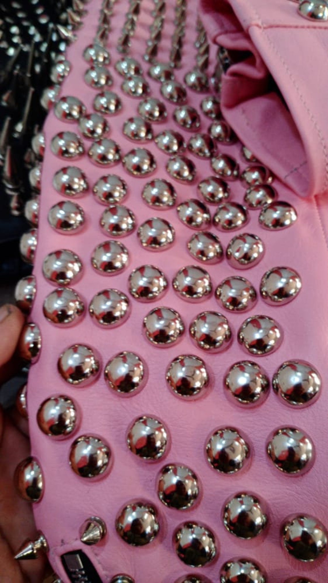Women Pink Studded Leather Rock Steam Punk Style Biker Jacket, Women ...