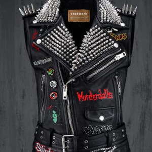 Black Leather Waist Belted Outer Wear, Murderdolls Slipknot Patches ...