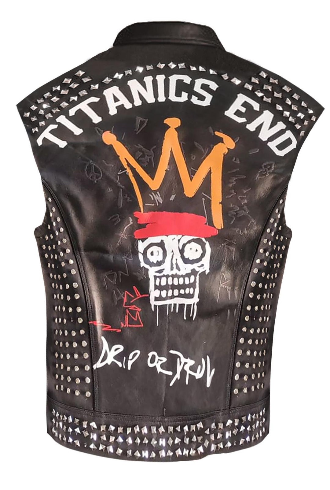 Biker's Club Wear Pyramid Studs Premium Leather Patches Handmade Vest ...