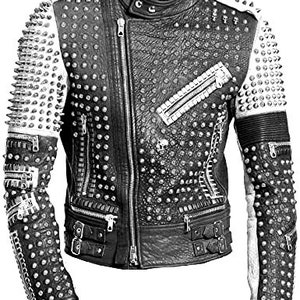 Heavy Metal Studded Jacket, Moto Racers Leather Jacket, Handmade Punk ...