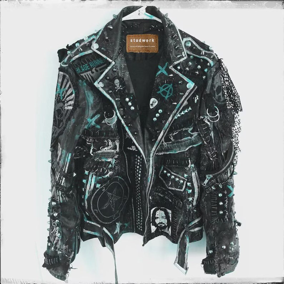 Punk Rock Patches Biker's Handmade, Blade Runner Studded Gothic Jacket ...
