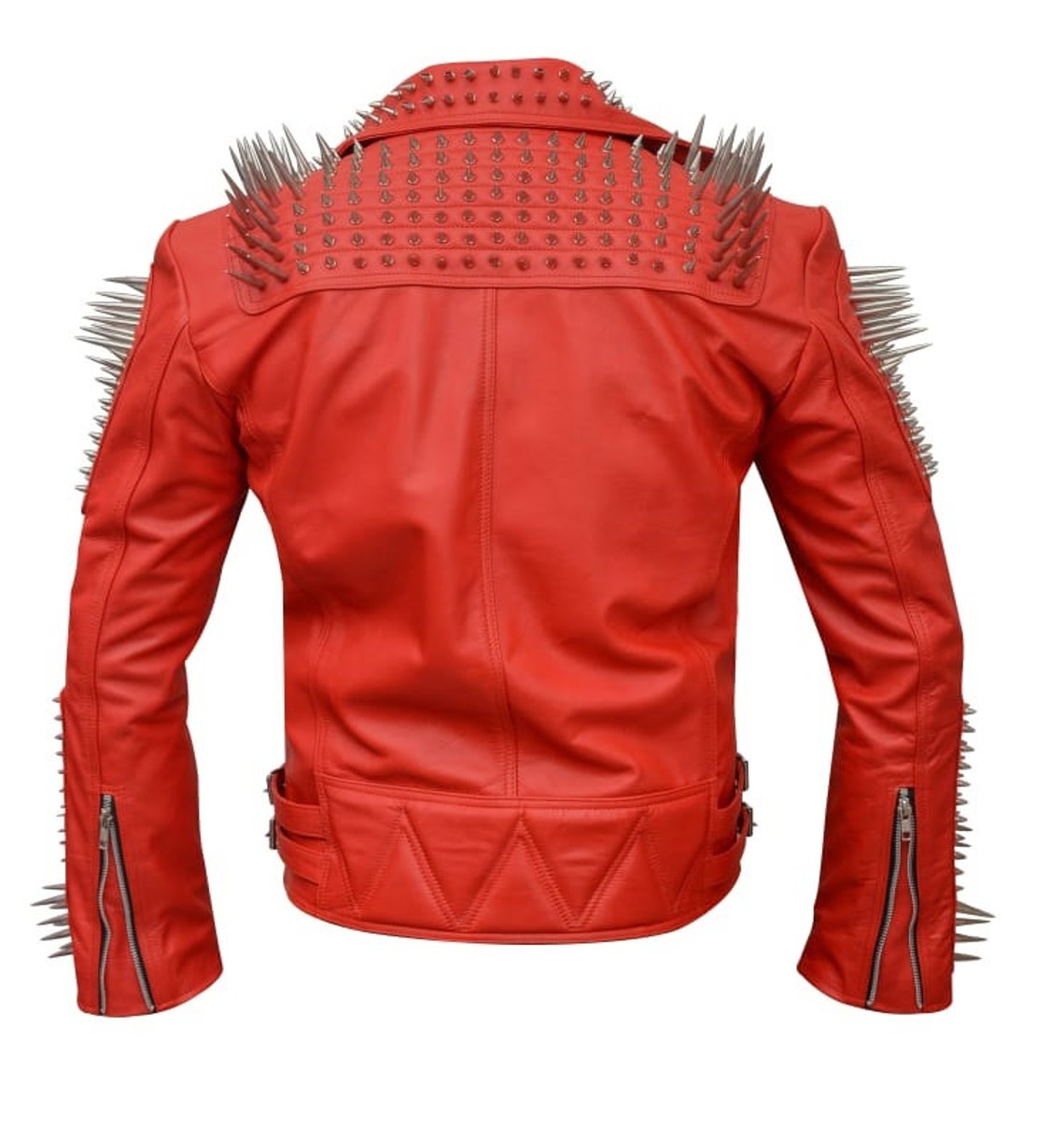 Gorgeous Steampunk Jacket, Orange Motorbike Punk Jacket, Men's Cow Skin ...