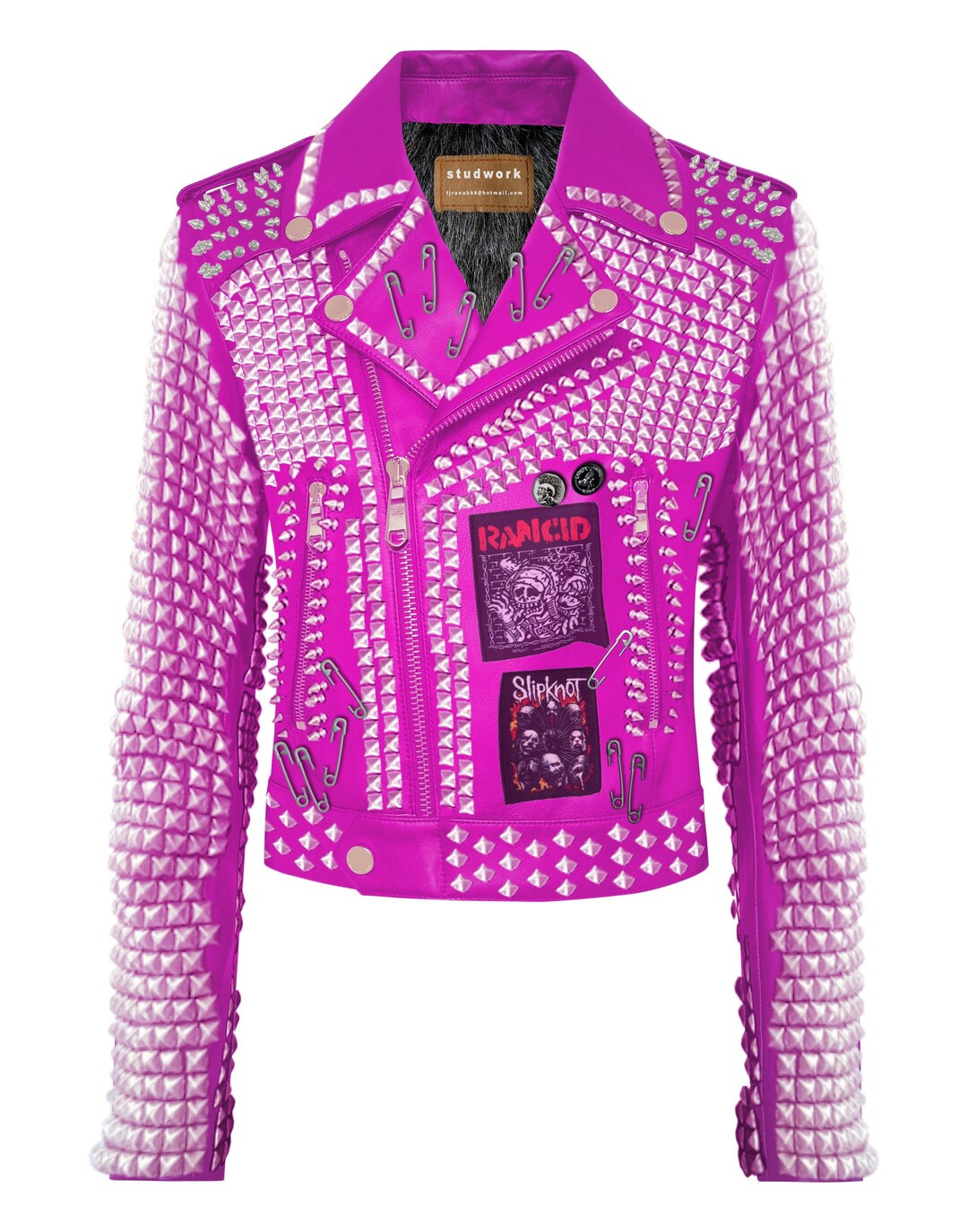 Biker's Fashion Rancid Hippie Personalized, Men's Punk Rock Studded ...