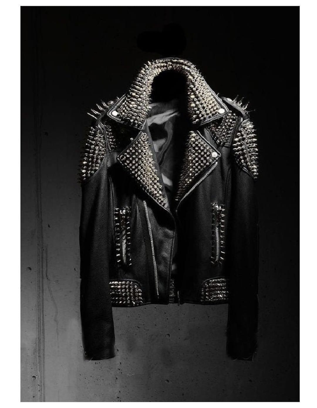 Men's Spiked Punk Jacket, Shoulder Epaulets Jacket, Handmade Men's Spiked Punk Jacket, Shoulder Epaulets Jacket, Handmade