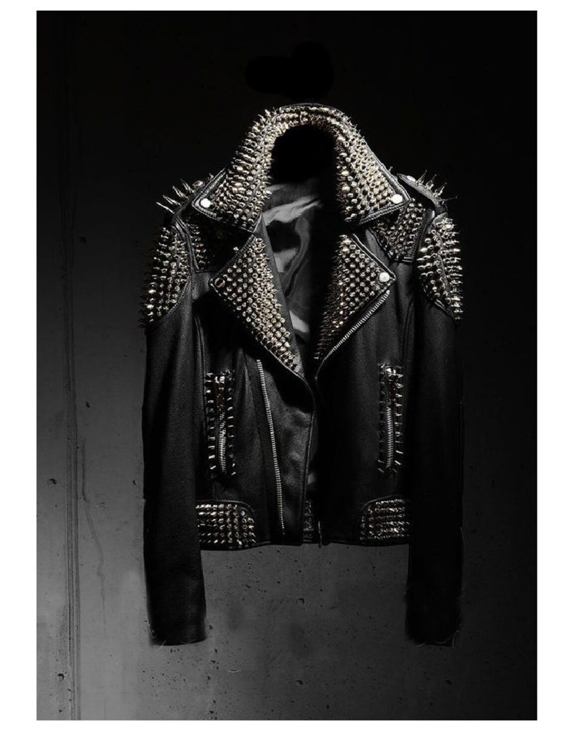 Men's Spiked Punk Jacket, Shoulder Epaulets Jacket, Handmade Black ...