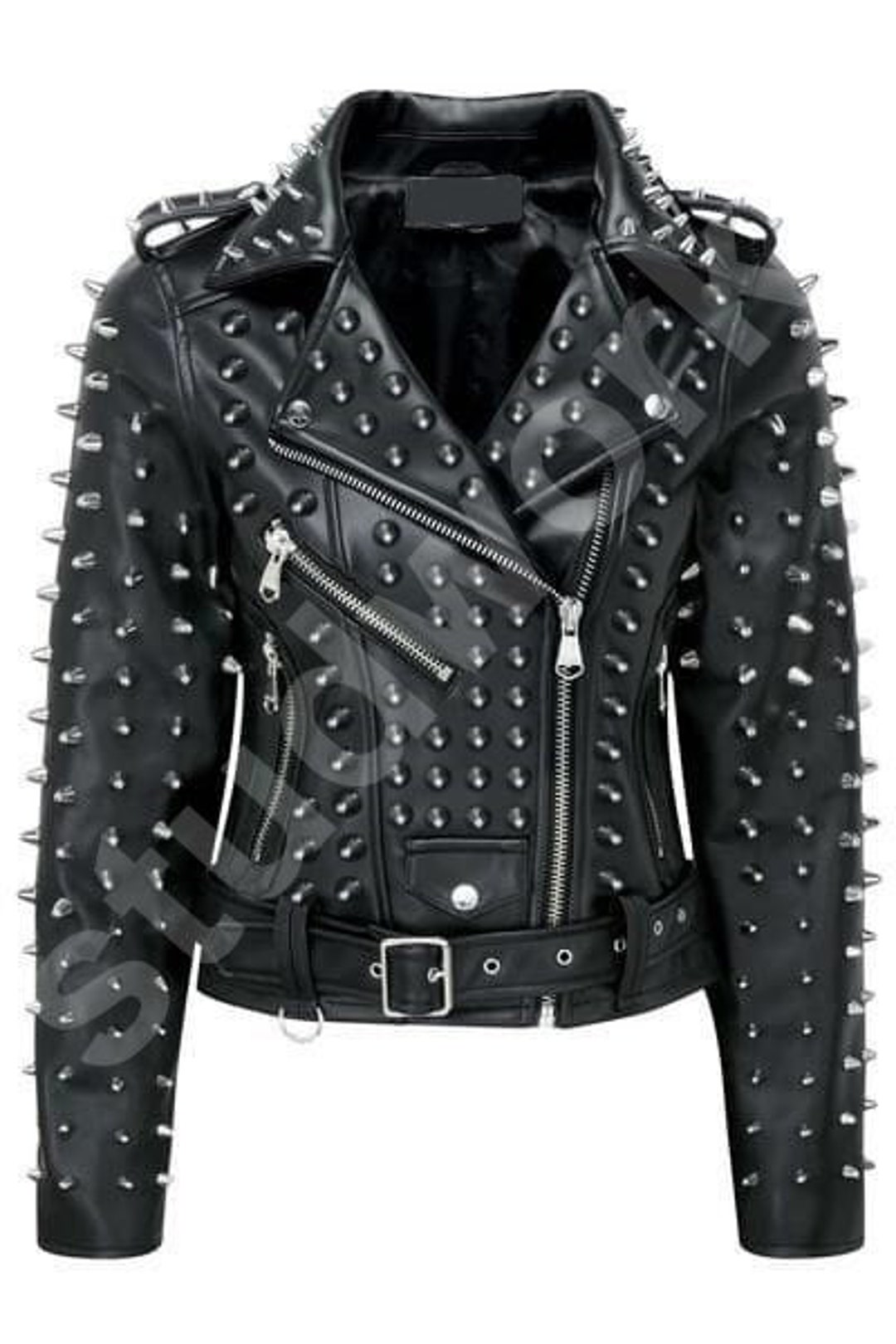 Biker's Conical Studs Shoulder Epaulets Women's Handmade Gothic Leather ...