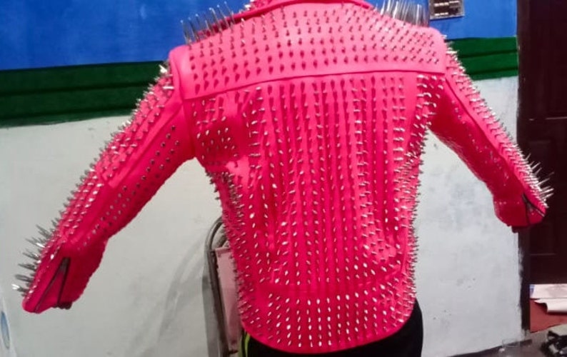 Men's Full SPIKED Punk Silver Long Spike Studded PINK - Etsy