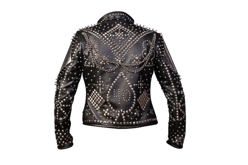 Women Rockers Punk Studded Jacket Leather Multi Design Chain - Etsy