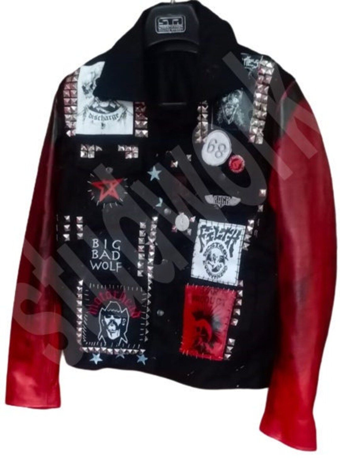 Customize Men's Gothic Silver Pyramid Studs Genuine Leather Button up ...