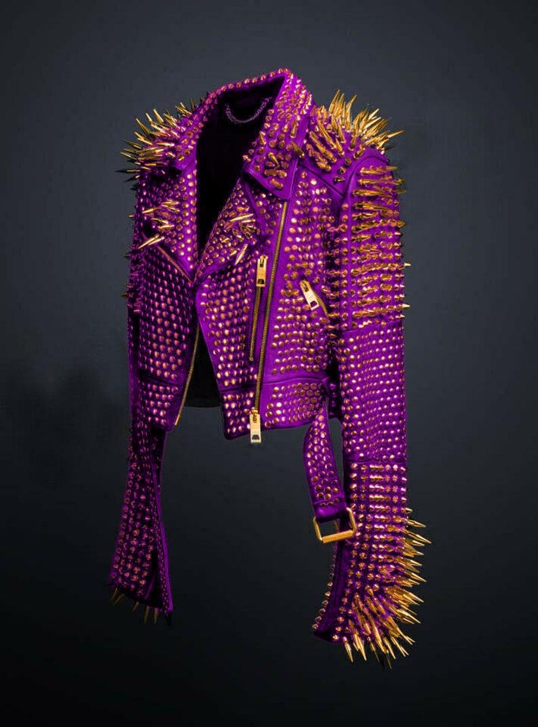 Magenta Punk Rock Leather Jacket – Men’s Custom Brando Moto Fit With ...