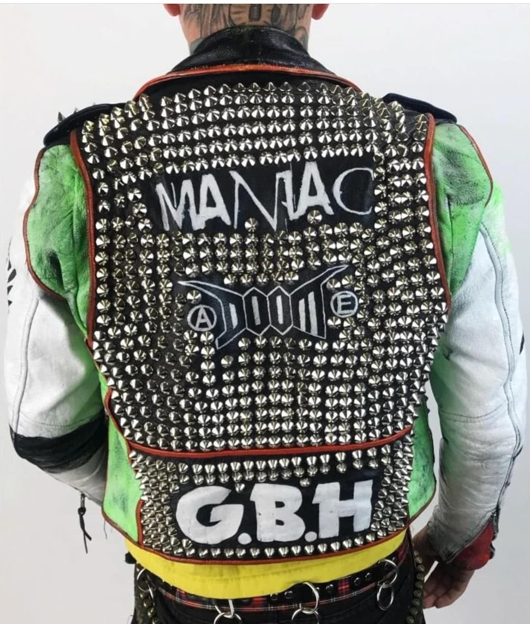 Heavy Metal Cone Studded Patches Jacket, Men's Bikers Personalized ...