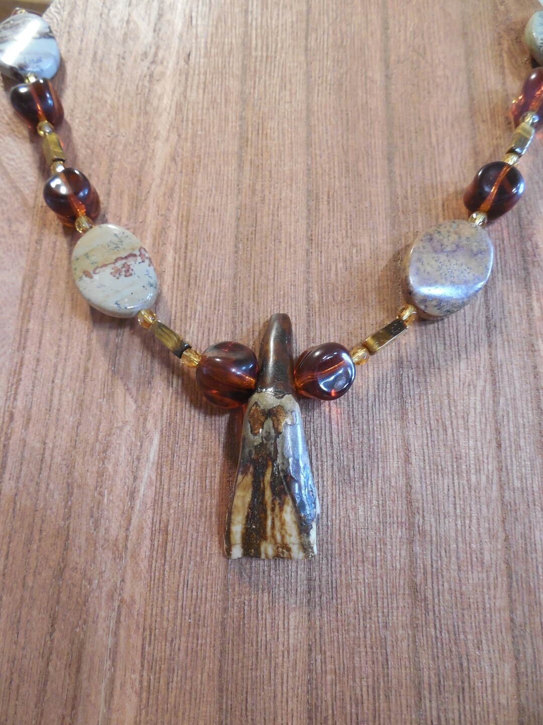 Bison Tooth Pendant With Jasper & Tiger Eye Beads - Etsy