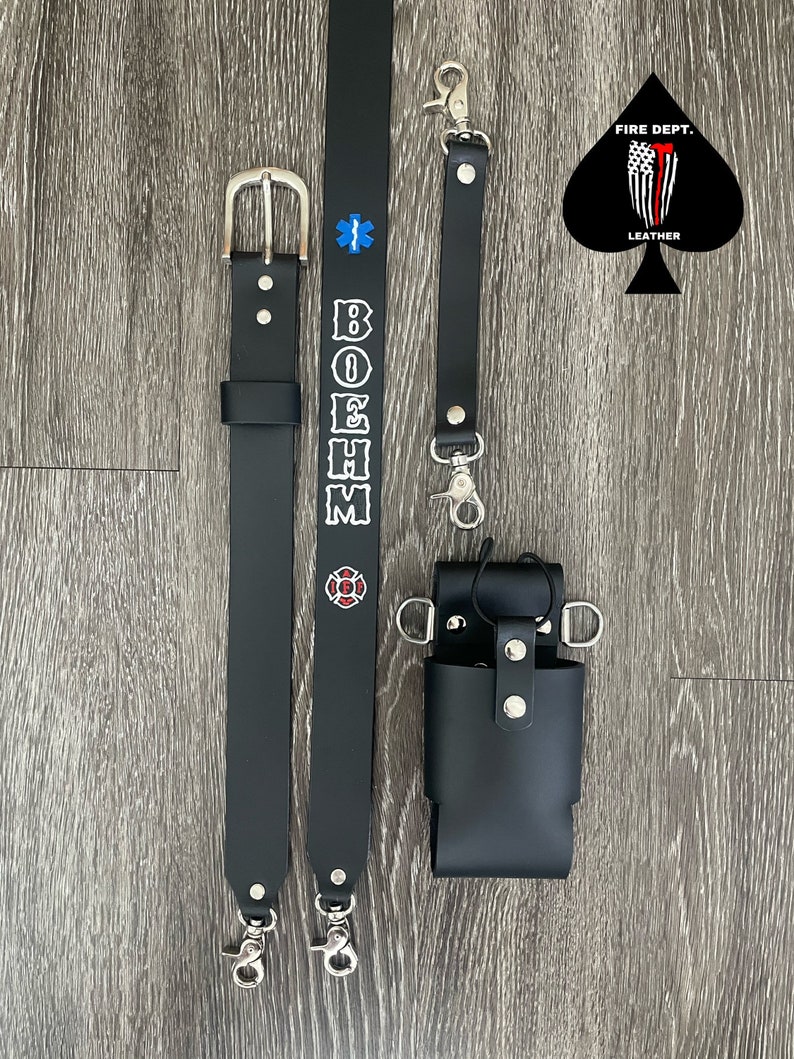 Firefighter Custom Leather Radio Strap Set THE ROOKIE - Etsy