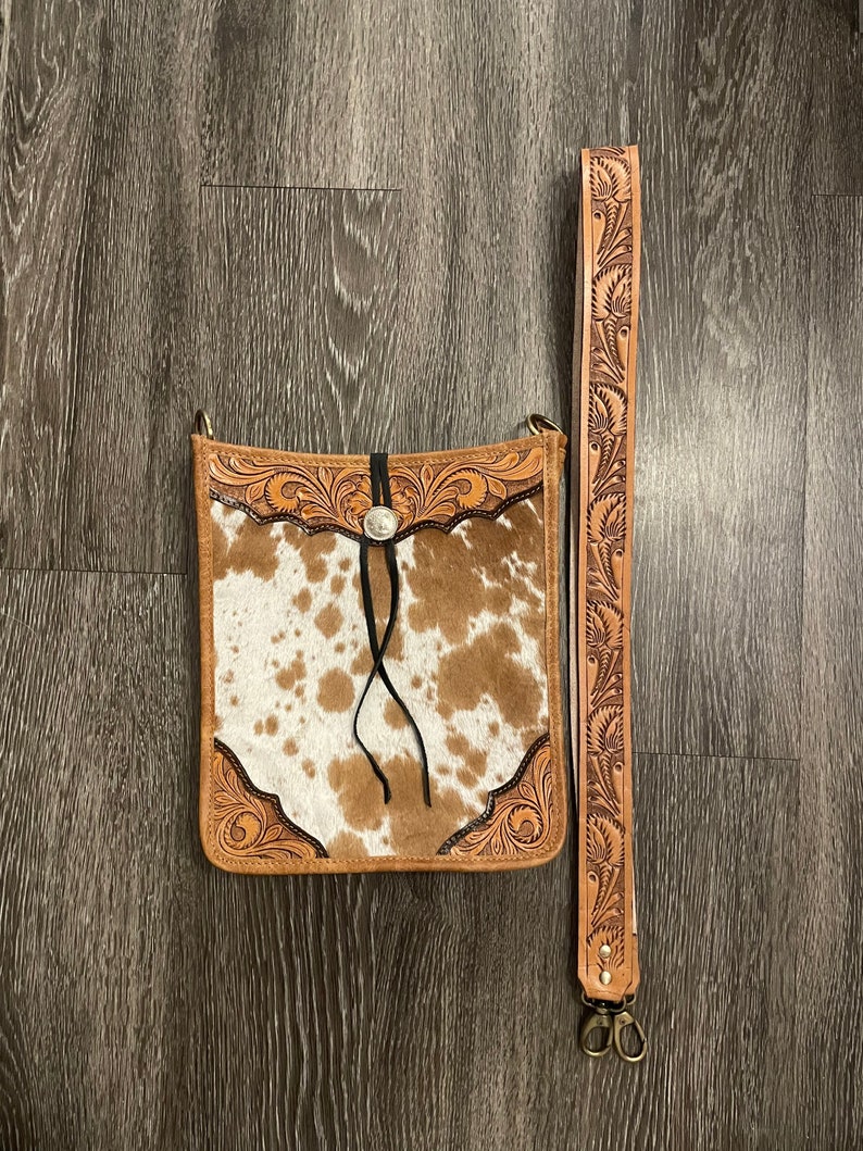 Genuine Hair on Tooled Leather Cross Shoulder Bag - Etsy