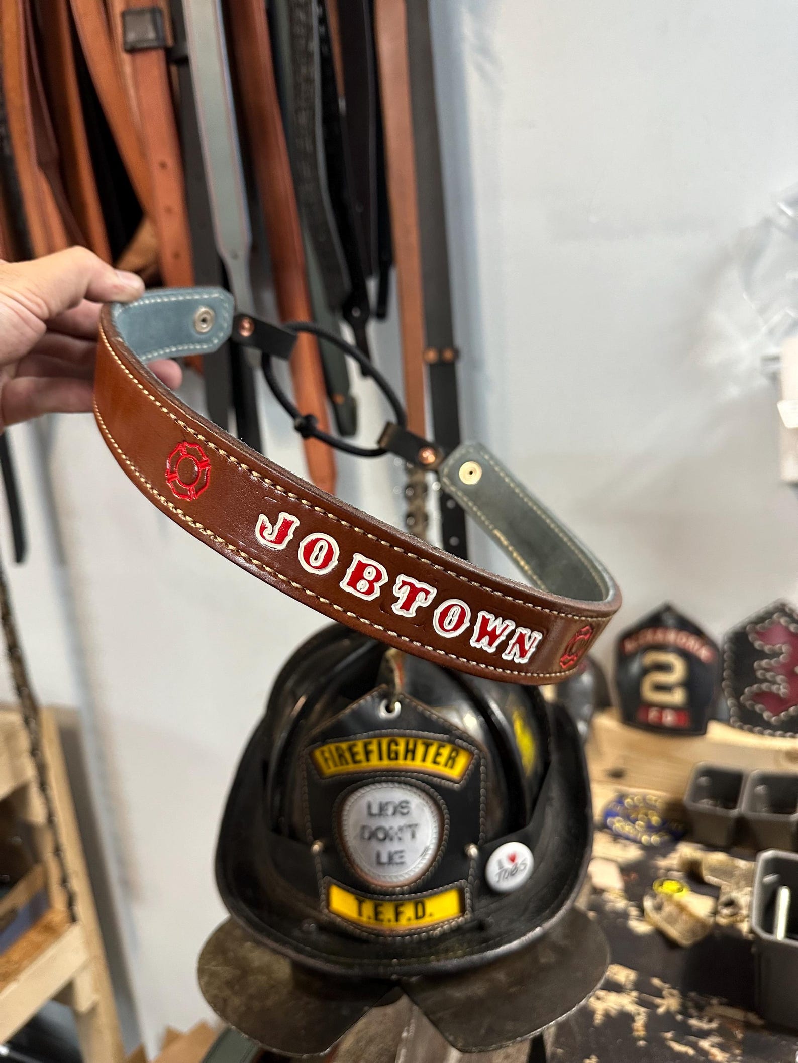 Custom Leather Firefighter Helmet Band - Etsy UK