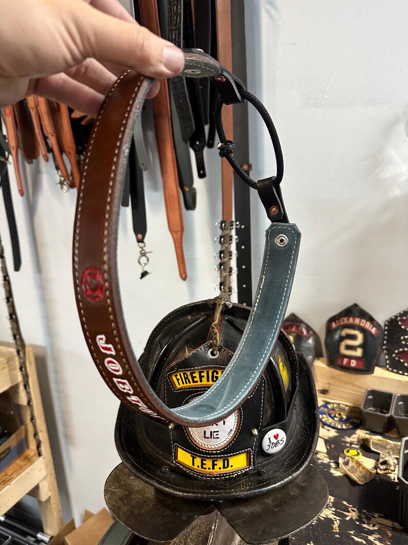 Custom Leather Firefighter Helmet Band - Etsy UK