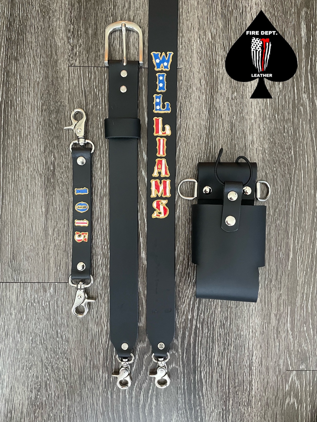 Firefighter Custom Leather Radio Strap Set “THE ROOKIE” - Etsy