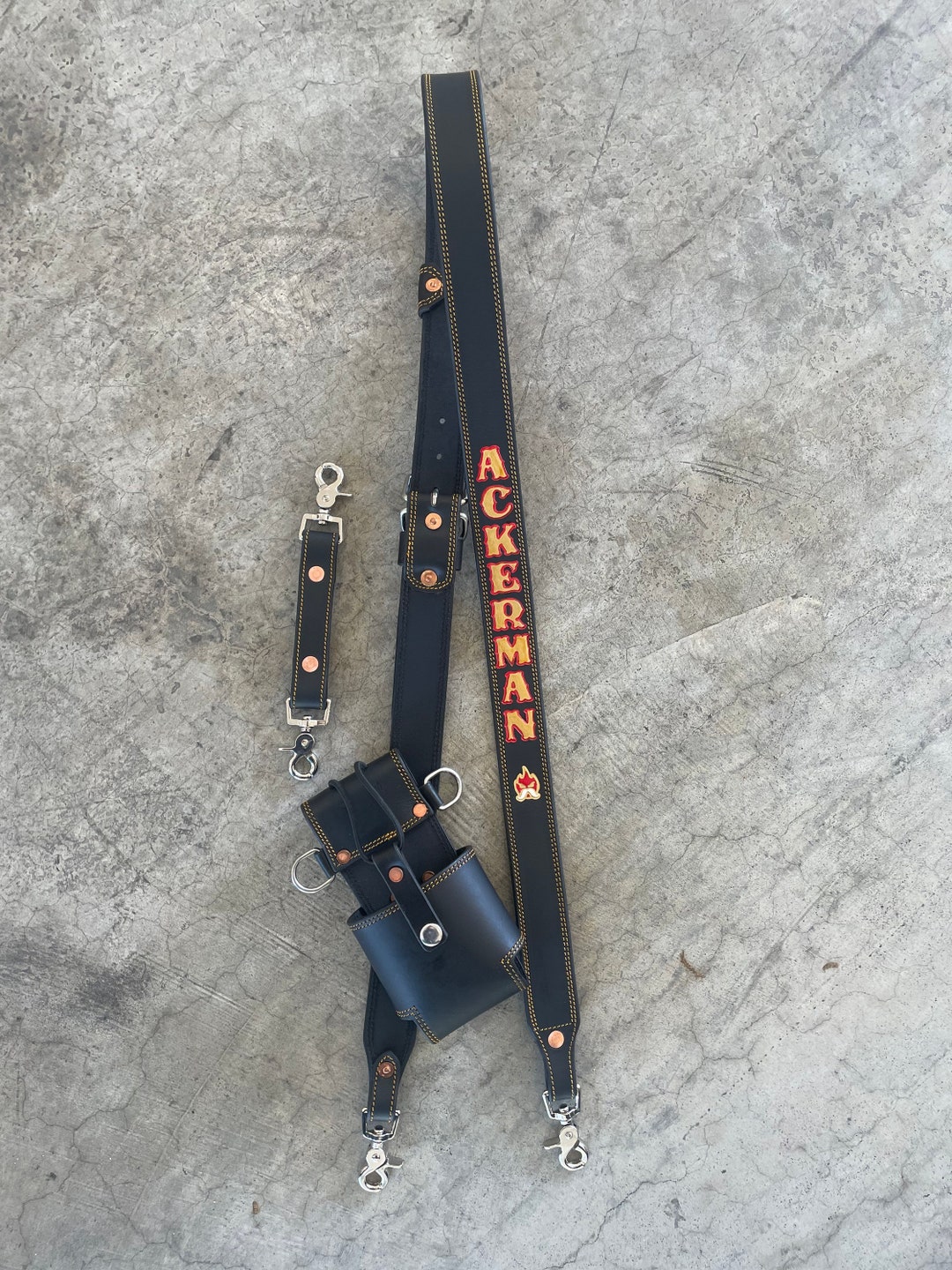 Firefighter Custom Leather Radio Strap Set - Etsy