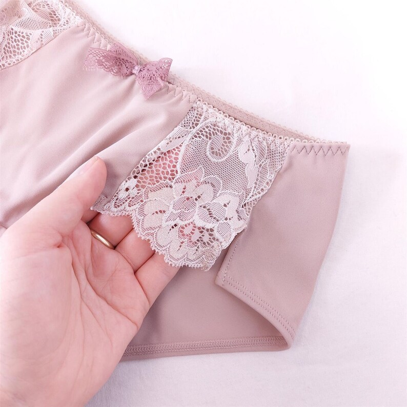 Royce Champagne Short Briefs Velvet Knickers Lace Bow Detail Elegant ...