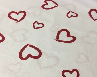 Red heart fabric | Etsy