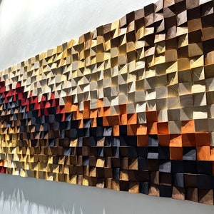 Reclaimed Wood Wall Sound Diffuser Acoustic Panel Art, 3d Mosaic Wood ...