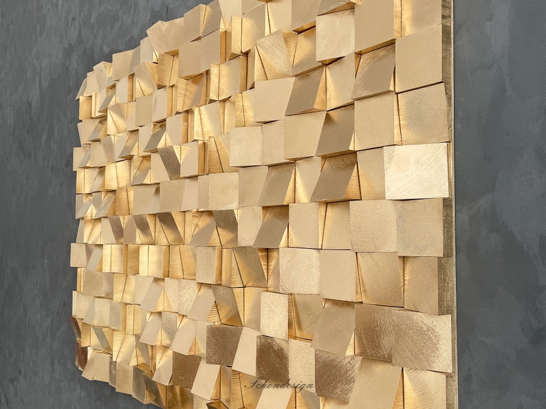 GOLD Wood Slat Wall Block Sound Diffuser Acoustic Panel Art, Golden ...