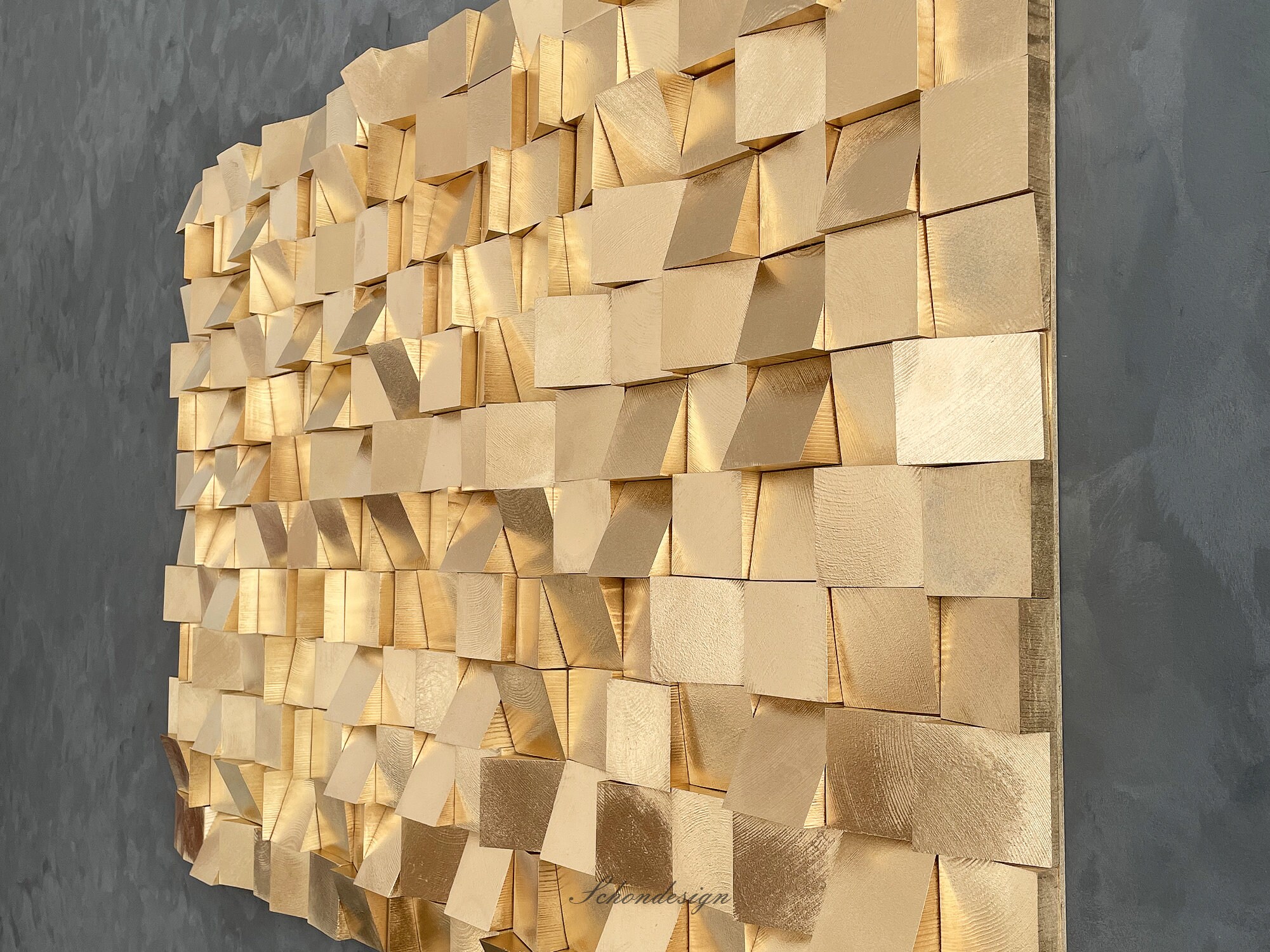 GOLD Wood Slat Wall Block Sound Diffuser Acoustic Panel Art, Golden ...