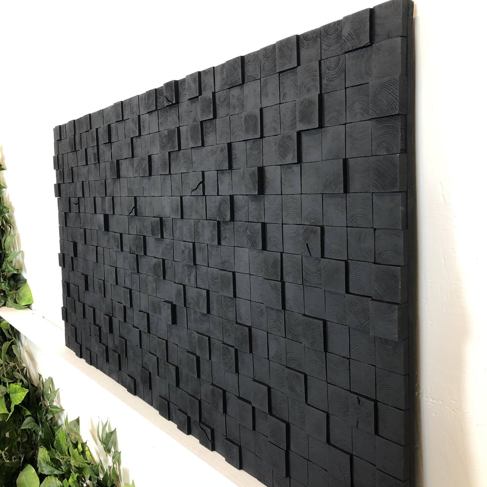 Black Wood Wall Slat Sound Diffuser Acoustic Panel Art dark Night, 3D ...
