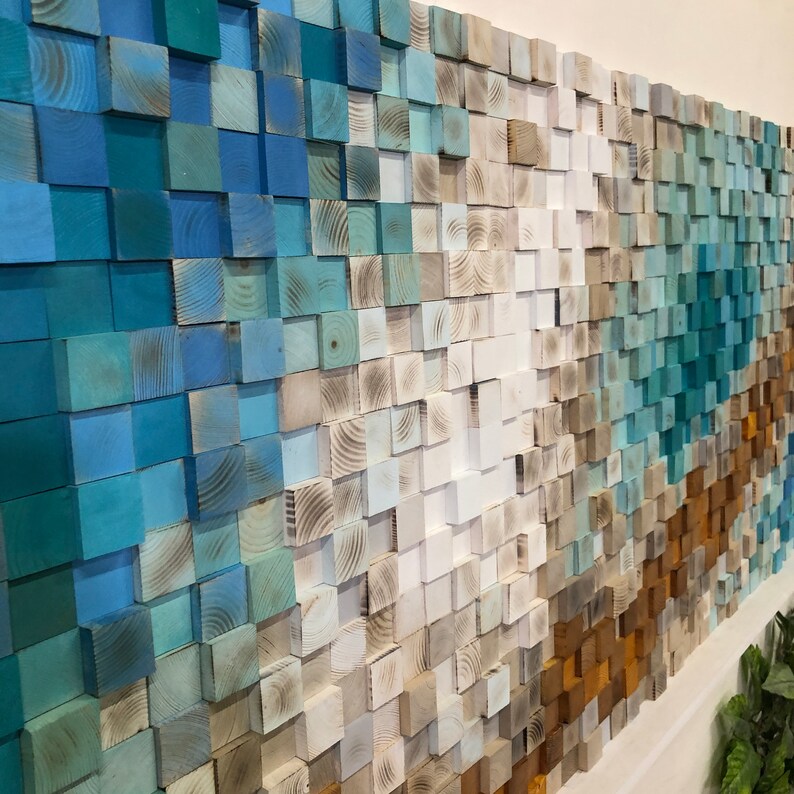 Reclaimed Wood Sound Diffuser Wall Acoustic Panel Art earth, 3d Mosaic ...
