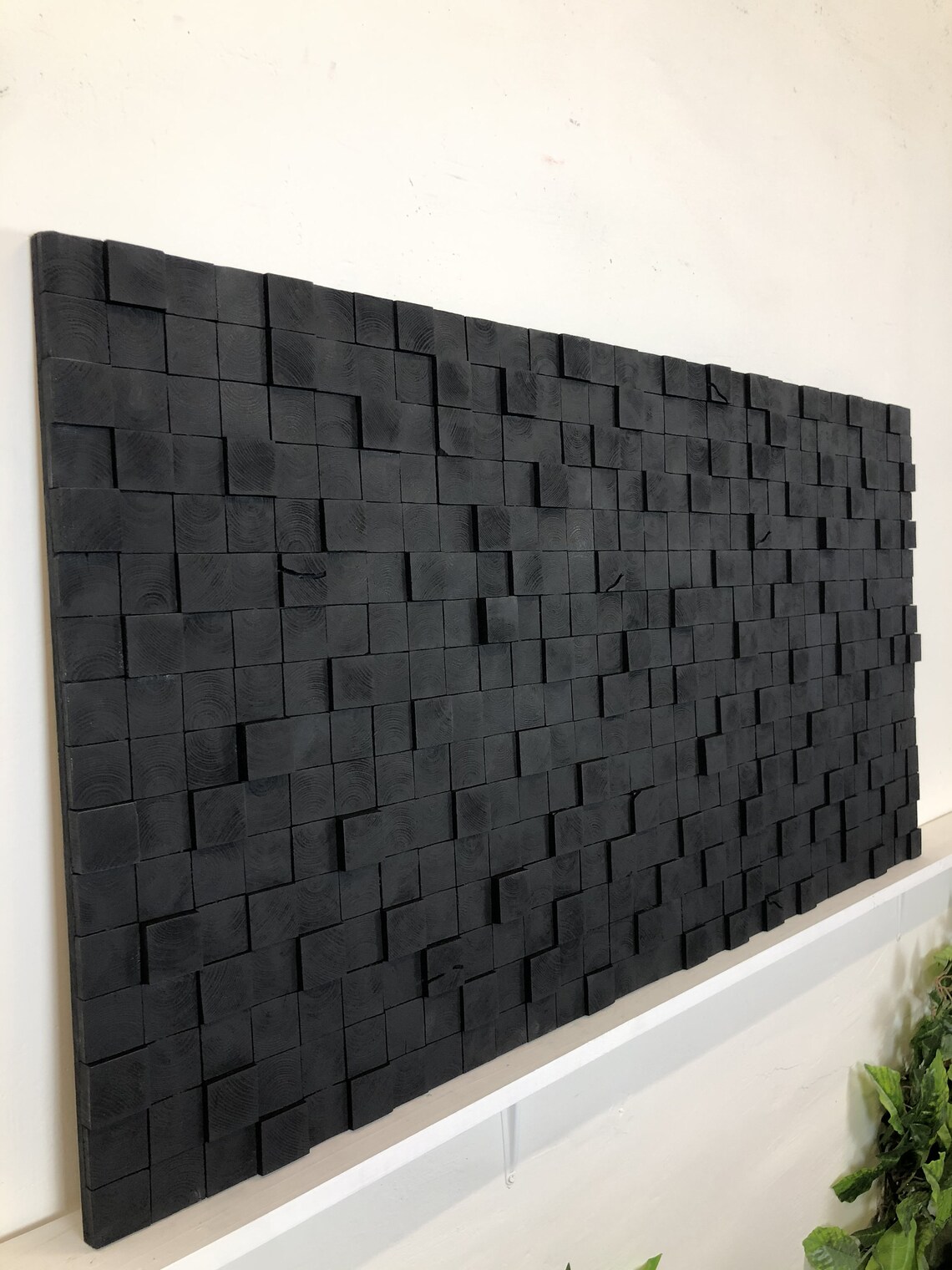 Black Wood Wall Slat Sound Diffuser Acoustic Panel Art dark Night, 3D ...