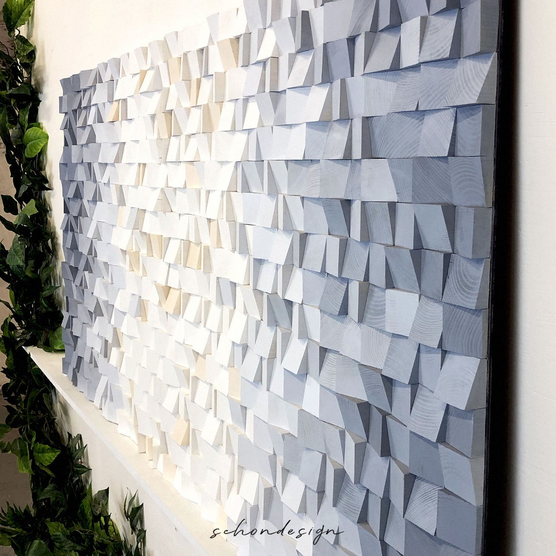 Large Wood Wall Sound Diffuser Acoustic Panel Art, 3d Mosaic Wood Block ...