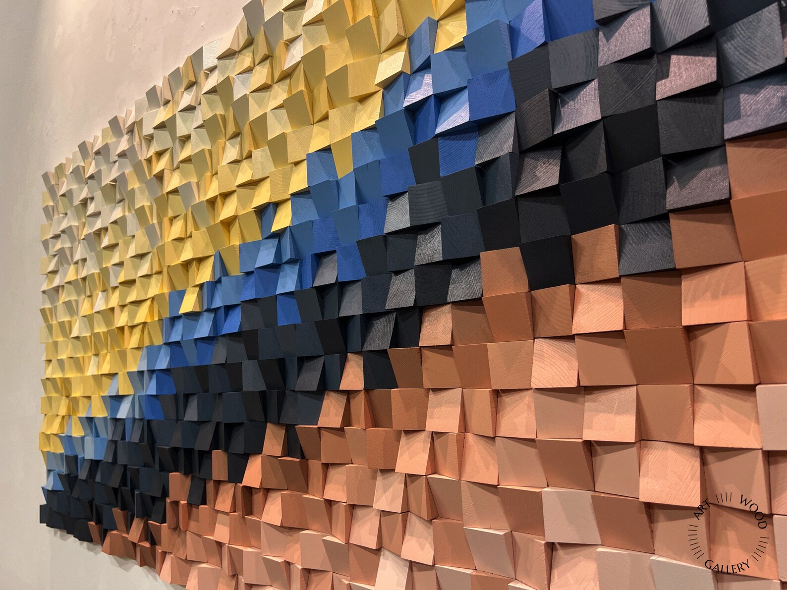 Wood Wall Sound Diffuser Acoustic Panel Art CALIFORNIA, 3d Mosaic Wood ...