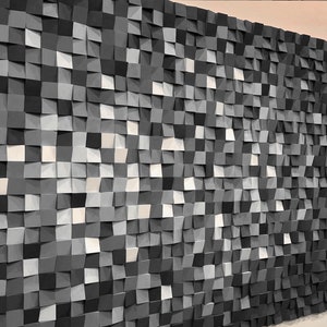 Acoustic Panel - Gray Wood Sound Diffuser - 3d Wall Panels - Large Wood ...