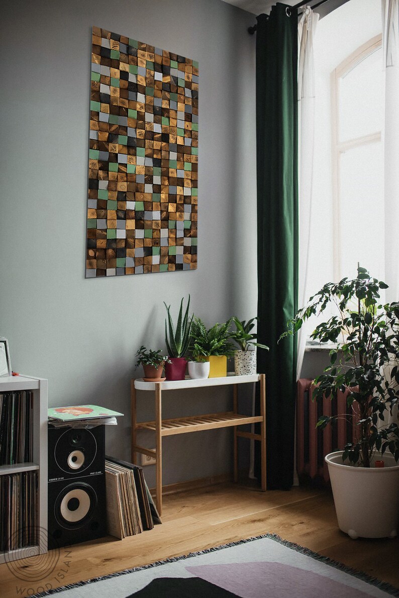 Large Wooden Wall Sound Diffuser Acoustic Panel Art WOODLAND, 3d Mosaic ...