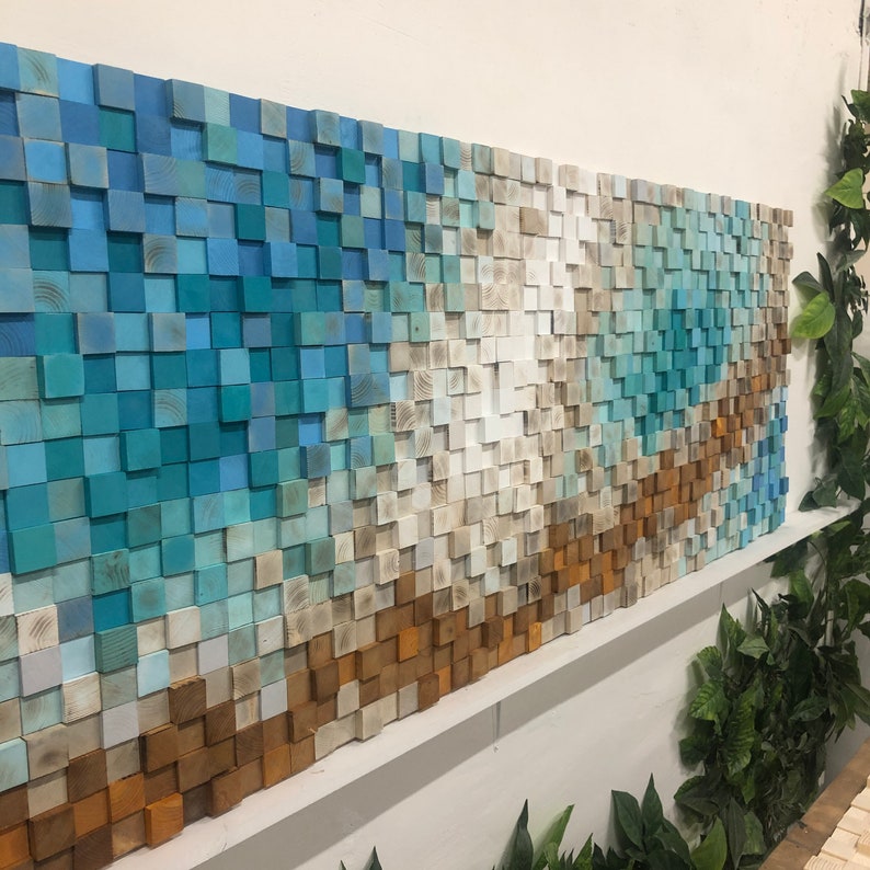 Reclaimed Wood Sound Diffuser Wall Acoustic Panel Art earth, 3d Mosaic ...