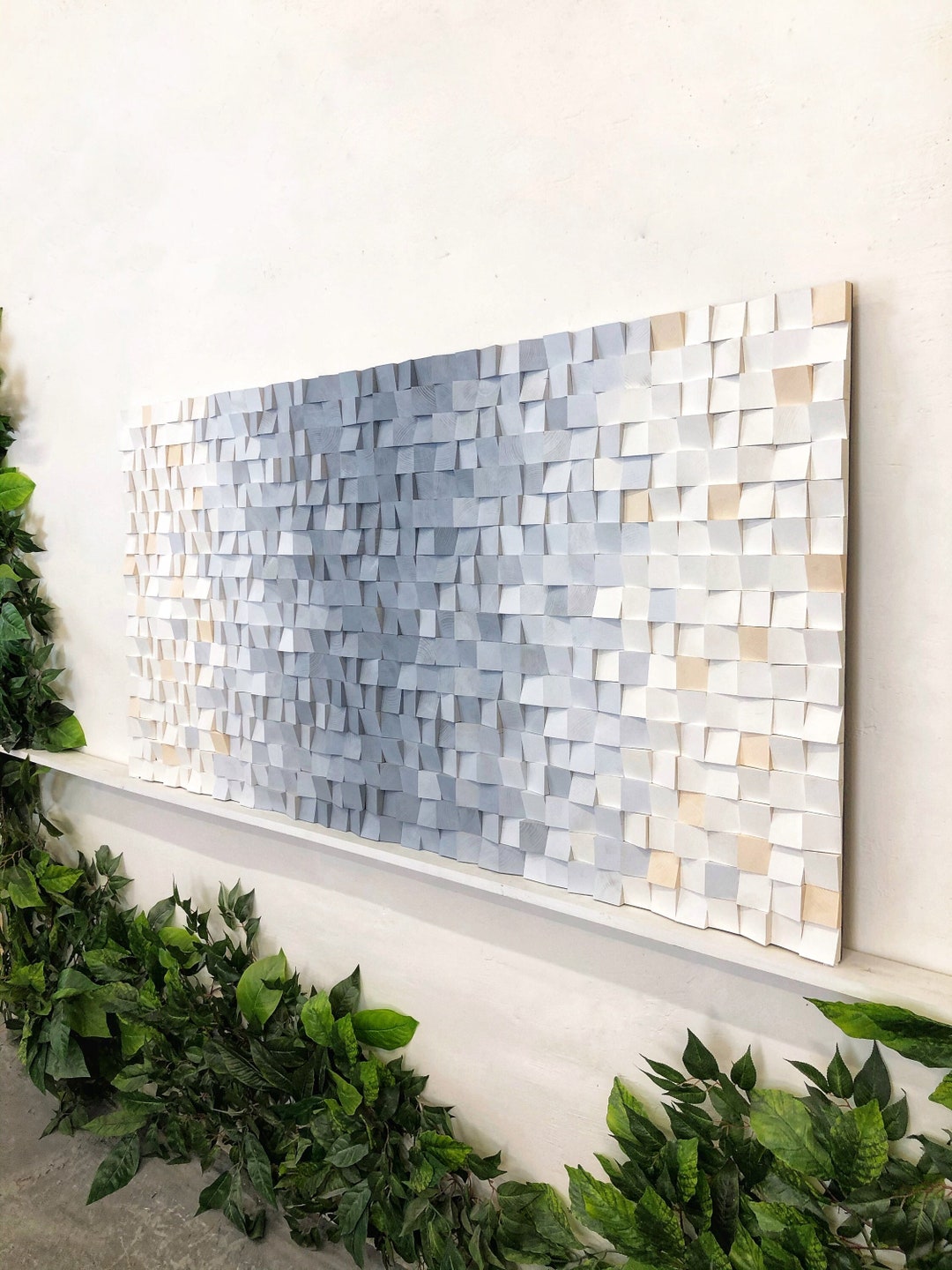 Large Mosaic Wood Wall Sound Diffuser Art Panel, Acoustic Wall Panel ...