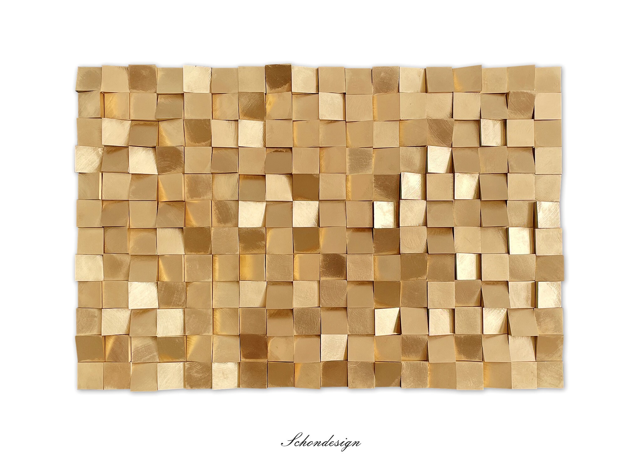 GOLD Wood Slat Wall Block Sound Diffuser Acoustic Panel Art, Golden ...